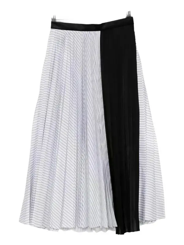 Sacai Striped Pleated Midi Skirt - White