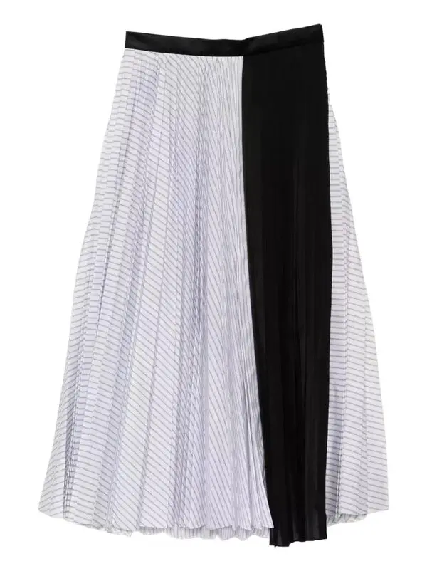 Sacai Striped Pleated Midi Skirt - White