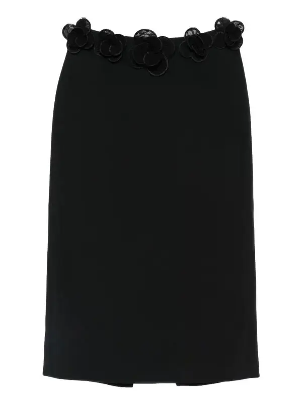 David Koma Floral-trim Midi Skirt - Black