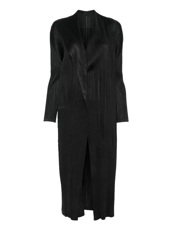 Issey Miyake Facade Pleated Coat - Black