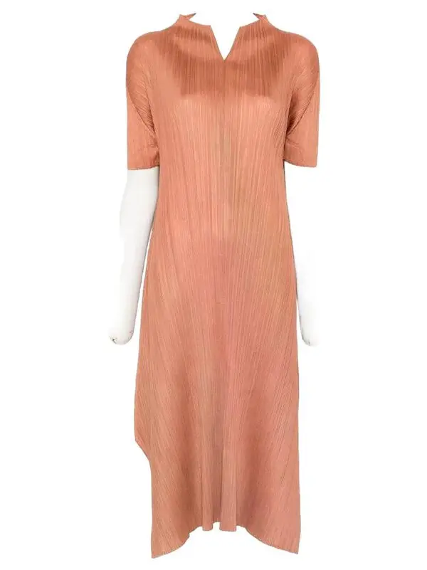 Issey Miyake March Pleated Midi Dress - Orange
