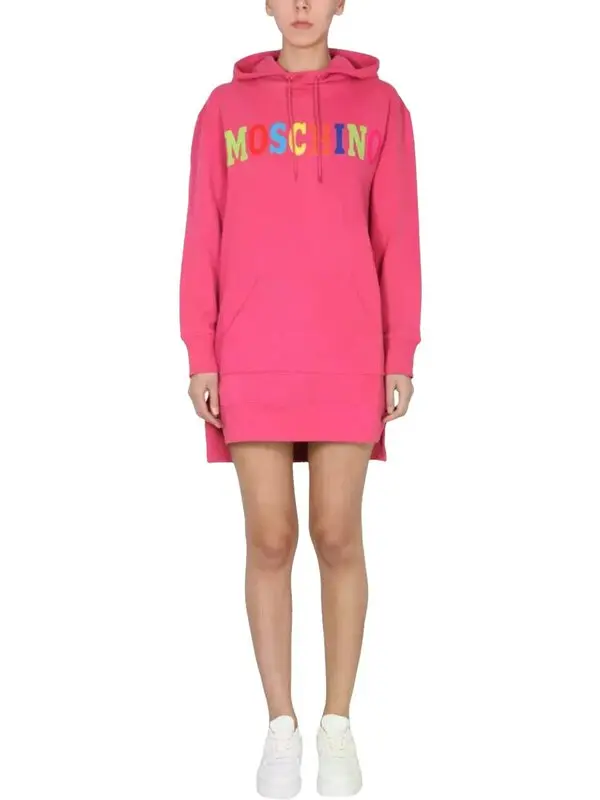 Moschino Hooded Logo Dress - Pink