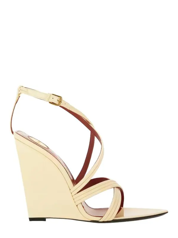 Saint Laurent Crisscross Wedge Sandals - Neutrals