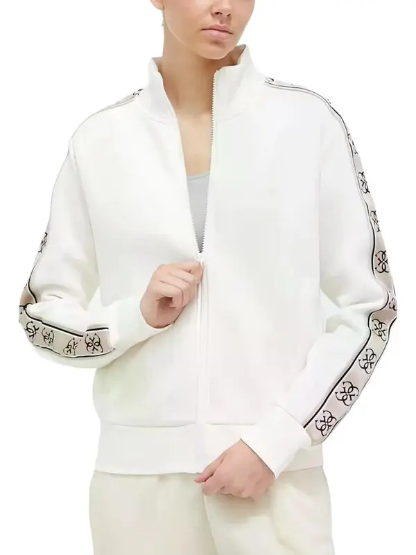 Guess Logo Tape Zip Sweatshirt - Neutrals