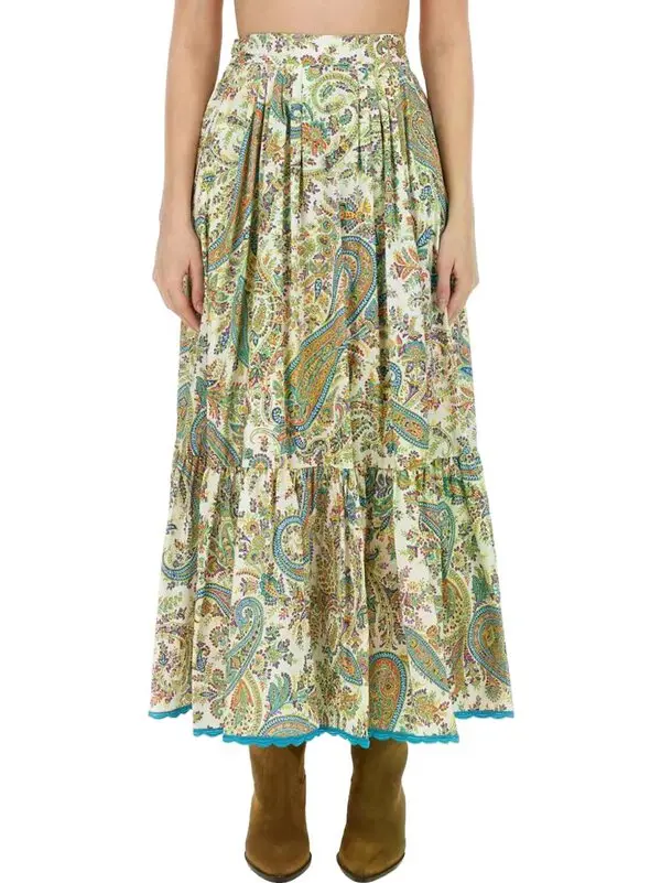 Etro Paisley Tiered Maxi Skirt - Green