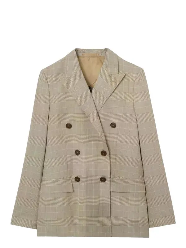 Burberry Check Wool Tailored Jacket - Neutrals