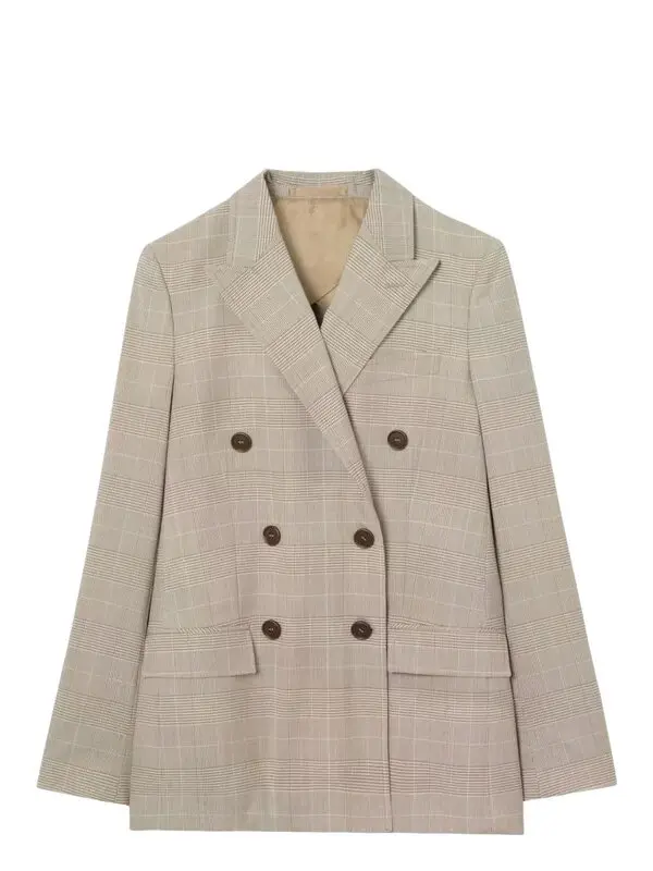 Burberry Check Wool Tailored Jacket - Neutrals