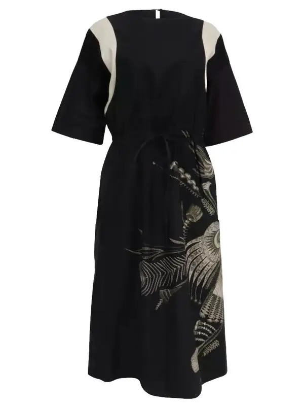 Dries Van Noten Printed Midi Dress - Black