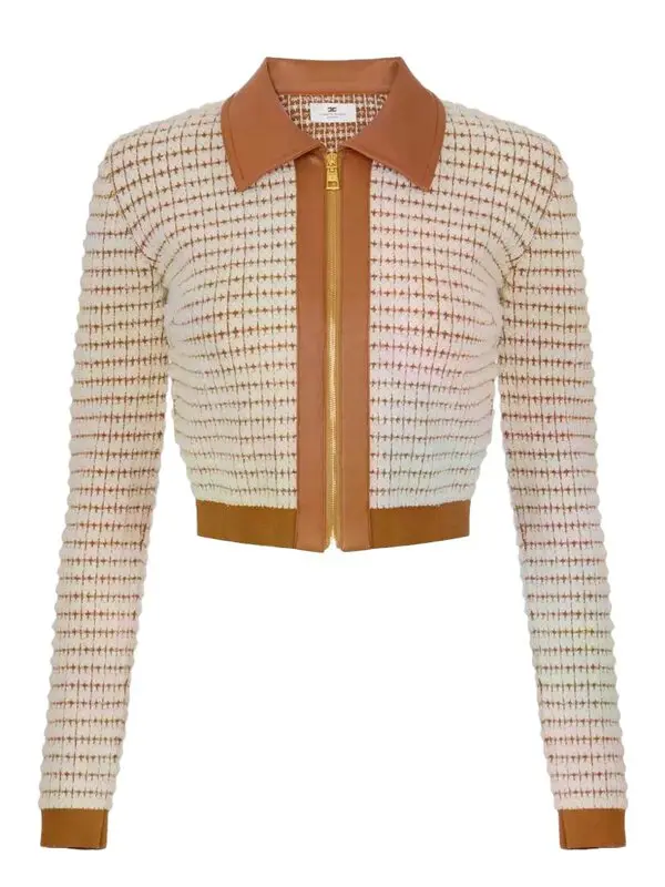 Elisabetta Franchi Textured Zip-up Cardigan - Neutrals