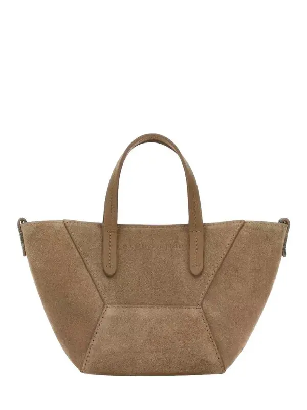 Brunello Cucinelli Bc Duo Logo-embossed Mini Tote - Neutrals