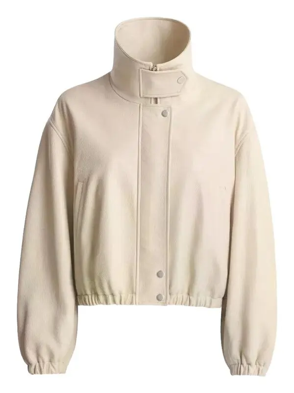 Nour Hammour Pia Leather Bomber Jacket - Neutrals
