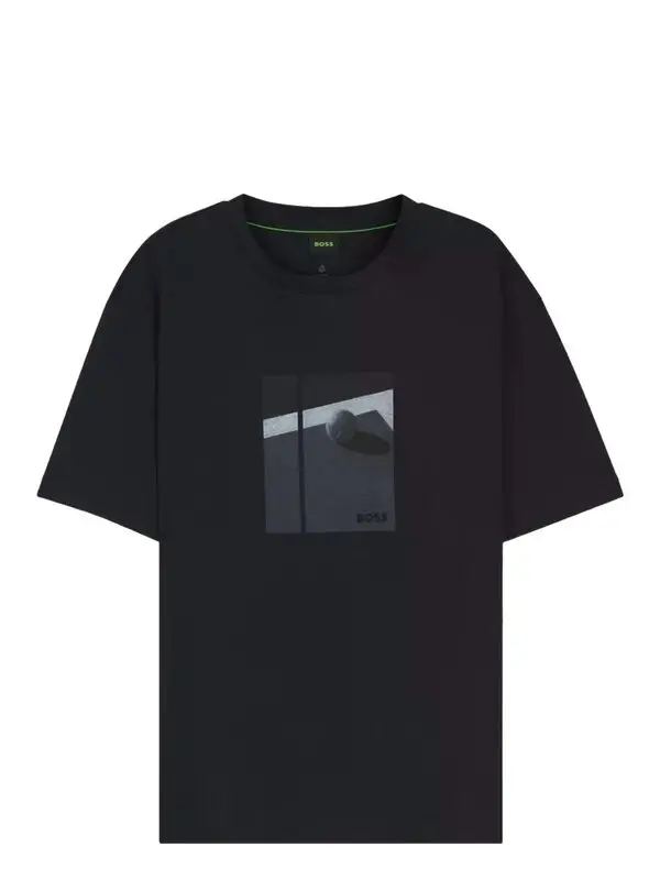 BOSS Tennis-artwork T-shirt In Pima Cotton - Blue