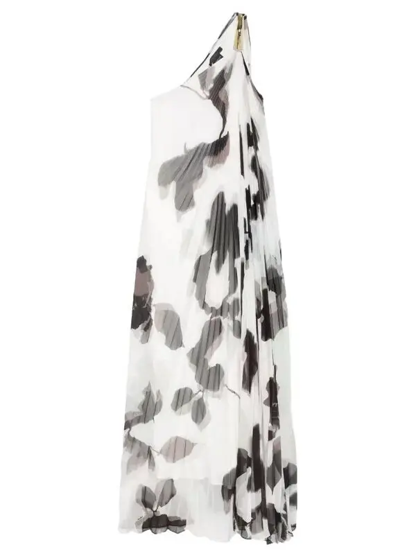 Max Mara Floral-print Pleated Maxi Dress - White