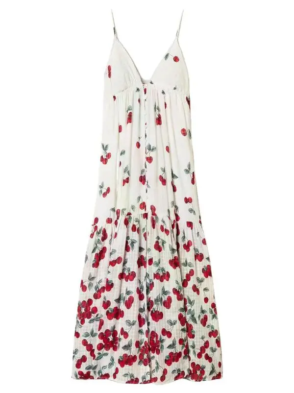 TWINSET Cherry-print Lace Trim Dress - White