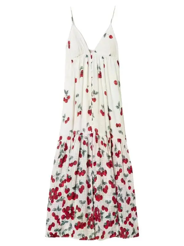 TWINSET Cherry-print Lace Trim Dress - White
