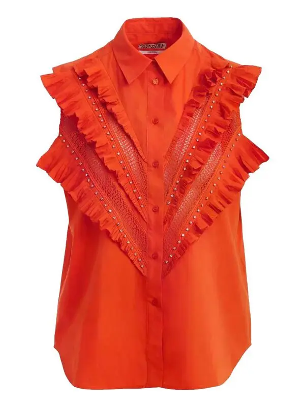 Essentiel Antwerp Ruffled Eyelet Shirt - Orange