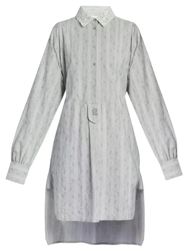 Erdem Striped Collared Dress - Grey