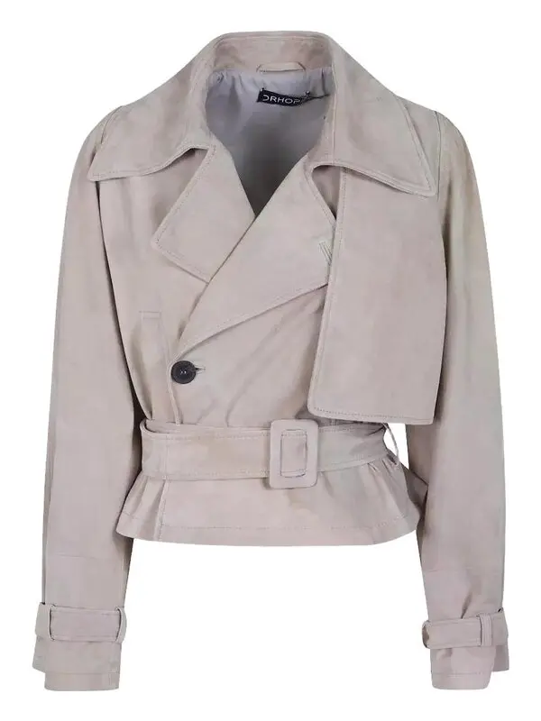 DRHOPE Belted Suede Jacket - Neutrals