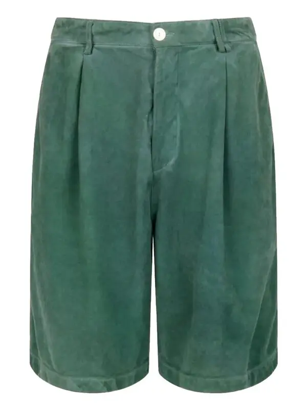 Marni Pleated Ovine Leather Shorts - Green