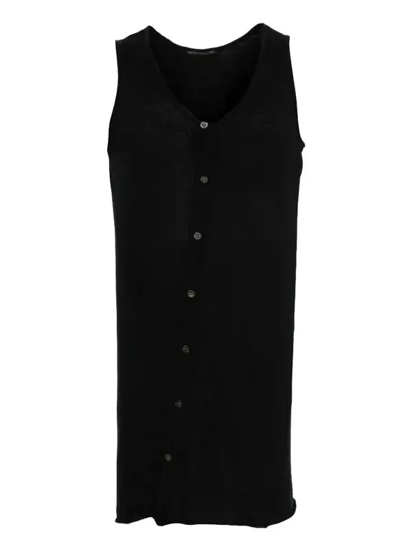 Y’s Buttoned V-neck Top - Black