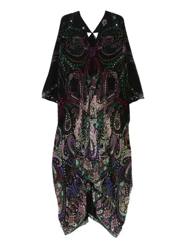 Roberto Cavalli Paisley-print Silk Kaftan - Black