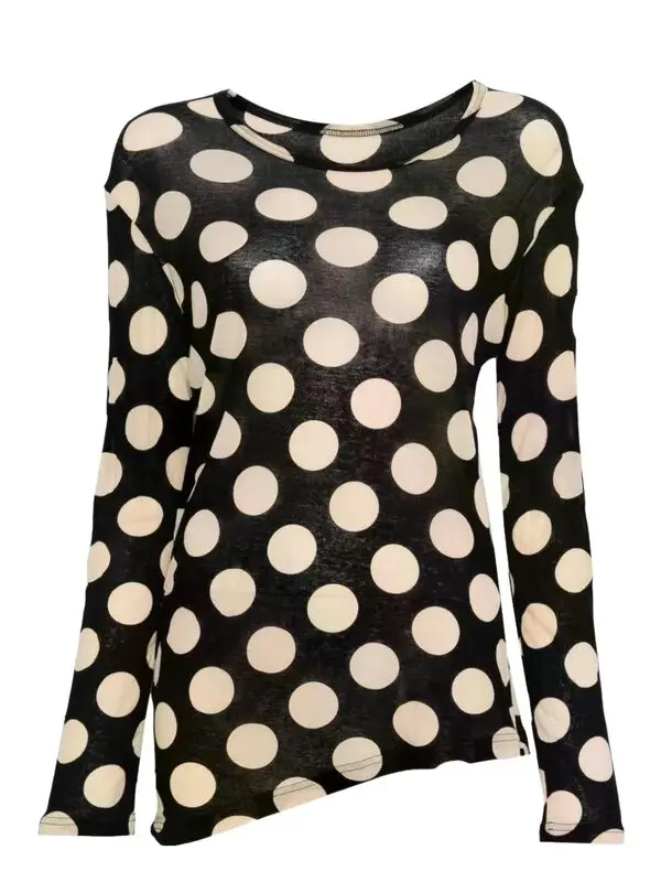 Y’s Polka Dot Long-sleeve Top - Black