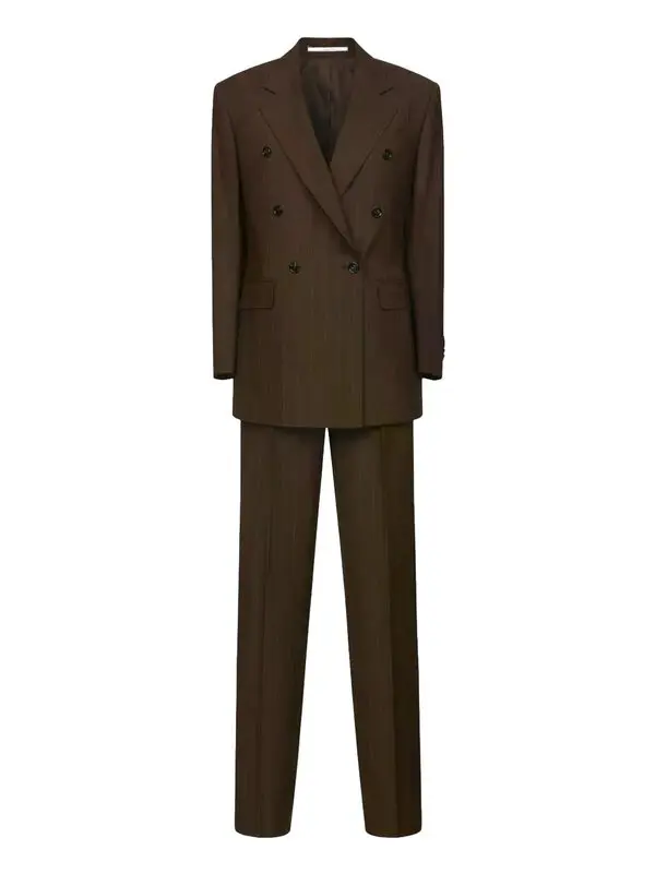 Tagliatore Lorelei Pinstriped Double-breasted Suit - Brown
