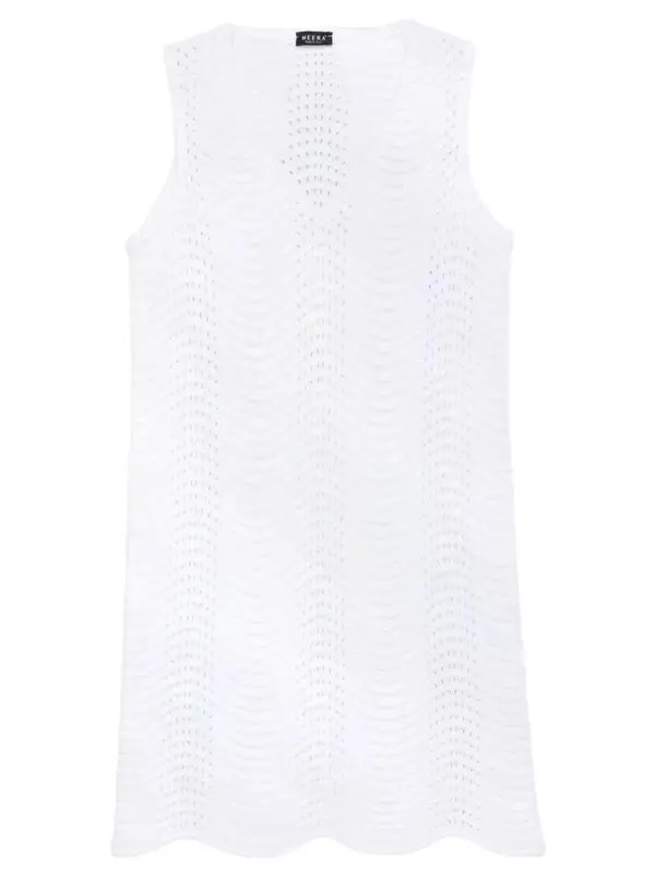NEERA V-neck Textured Mini Dress - White