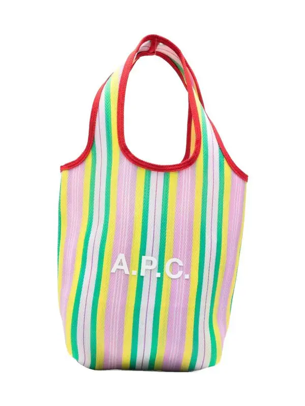 A.p.c. Striped Logo Tote Bag - Pink