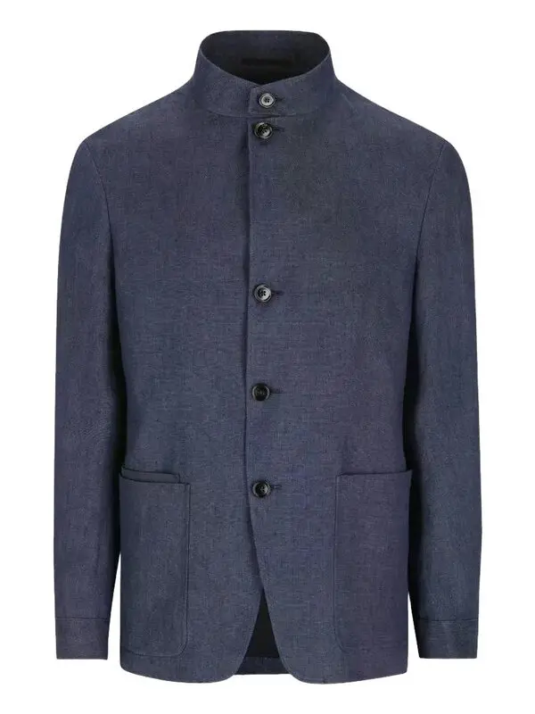 Zegna Mandarin-collar Jacket - Blue