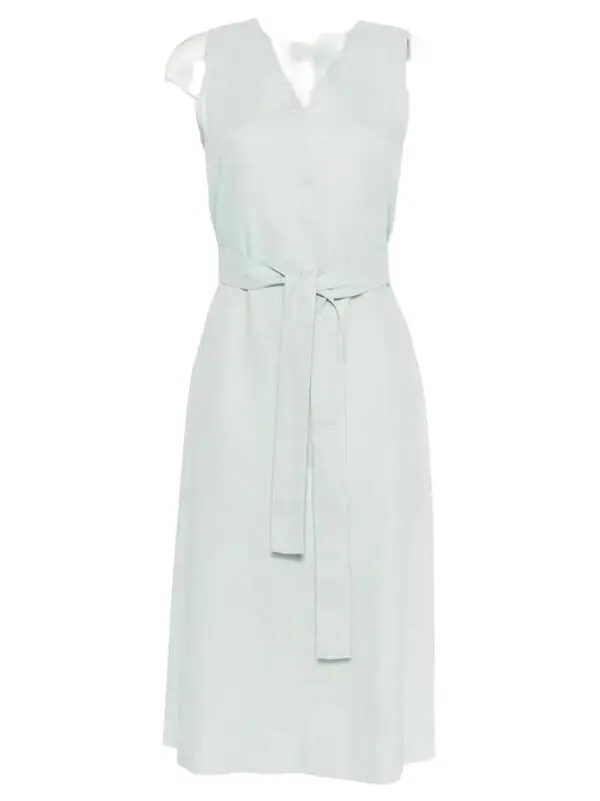 Calvin Klein V-neck Belted Midi Dress - Green