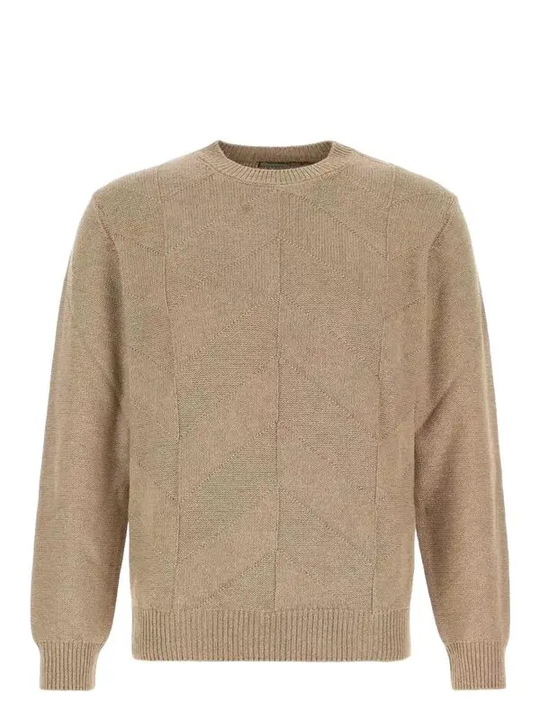 Canali Crew-neck Chevron Sweater - Neutrals