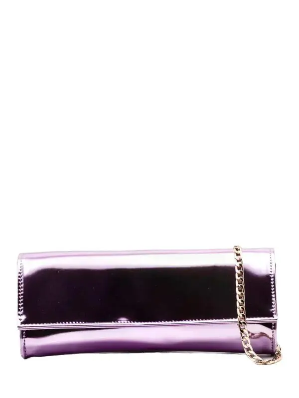 CASTAGNA Metallic-leather Clutch With Chain Strap - Purple