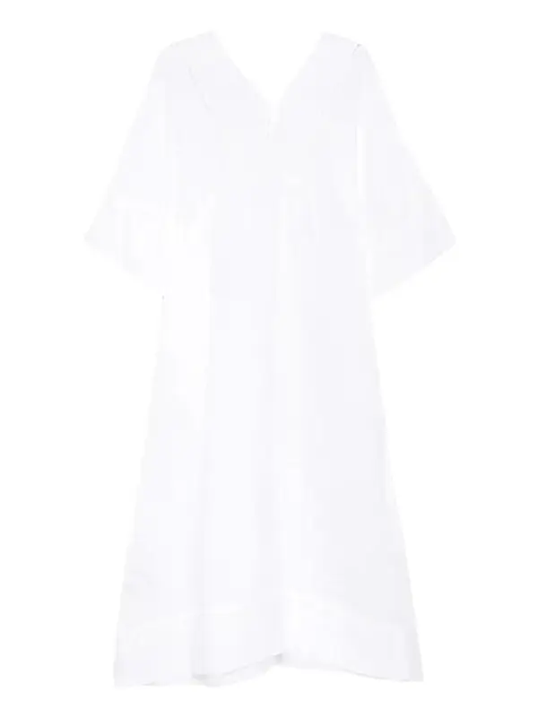 120% Lino V-neck Kaftan - White