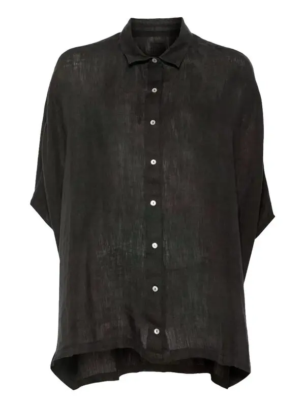 120% Lino Buttoned Linen Shirt - Black
