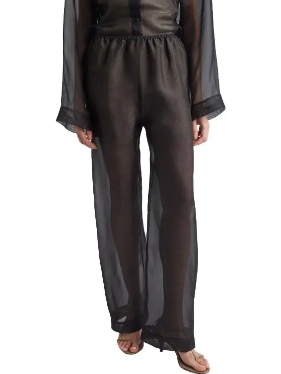 GIA STUDIOS Lisse Silk Organza Straight Leg Pants - Black