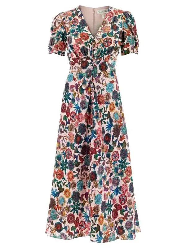 Saloni Floral Print Maxi Dress - Neutrals
