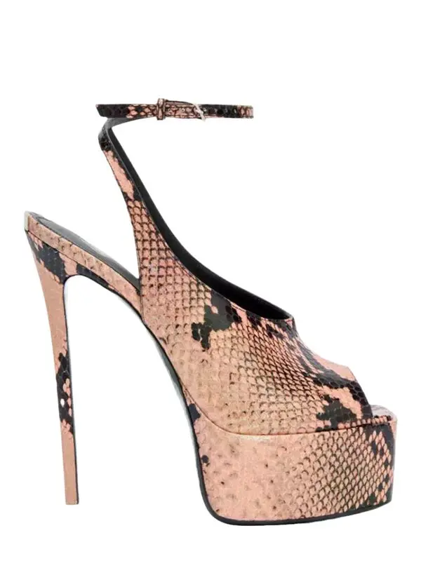 Attico Ornella Python-print Heeled Leather Pumps - Pink