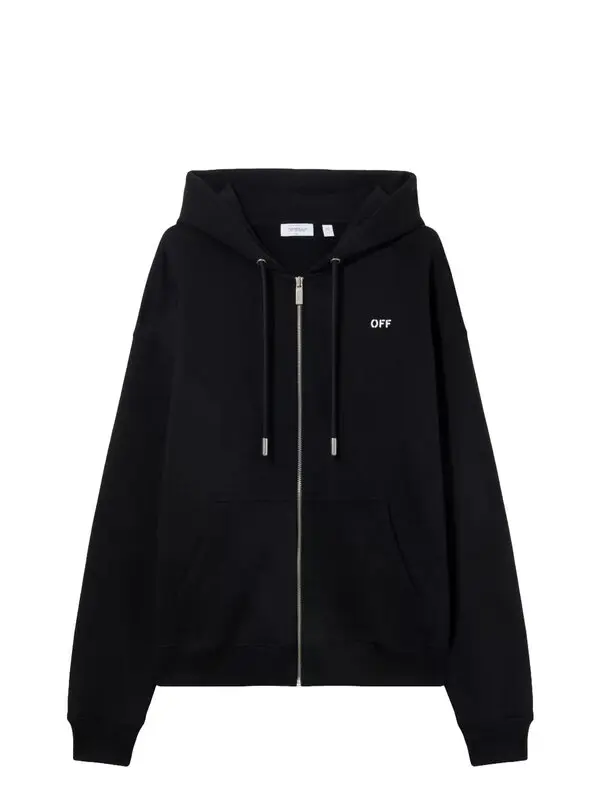 Off-White Printed Zip-up Hoodie - Black
