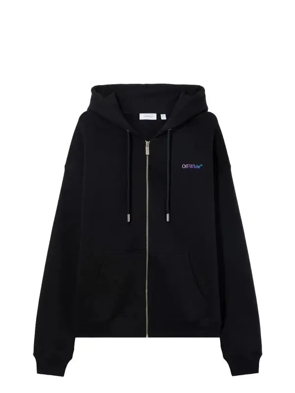 Off-White Gradient Logo Zip-up Hoodie - Black