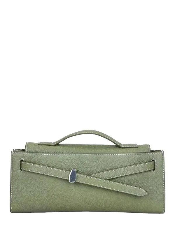 Veronica Beard Dash Stitch-detail Clutch - Green