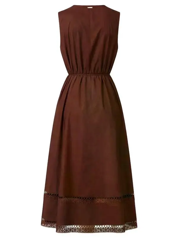 TWINSET V-neck Midi Dress With Embroidery Details - Brown
