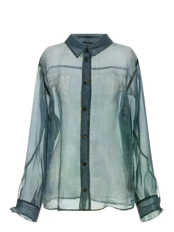 HAIKURE Maya Silk Button-down Shirt - Blue