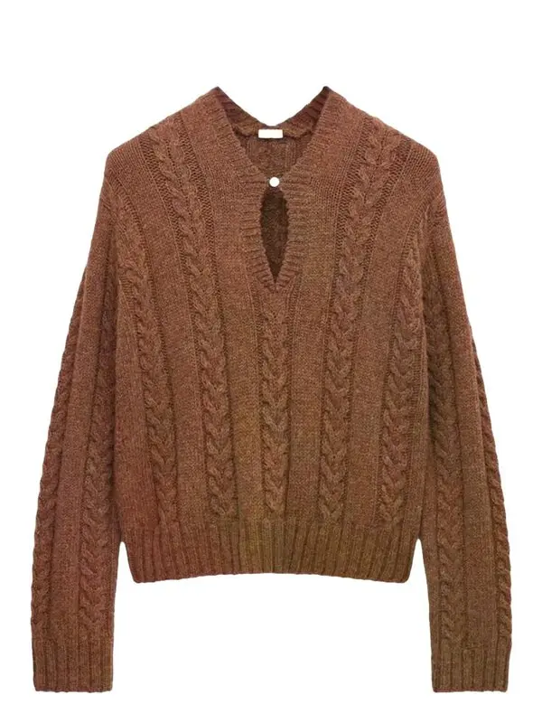 Loewe Cable-knit Keyhole Sweater - Brown