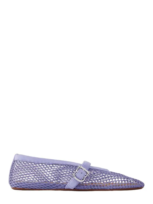 Alaïa Suede-trimmed Fishnet Ballet Flats - Lilac