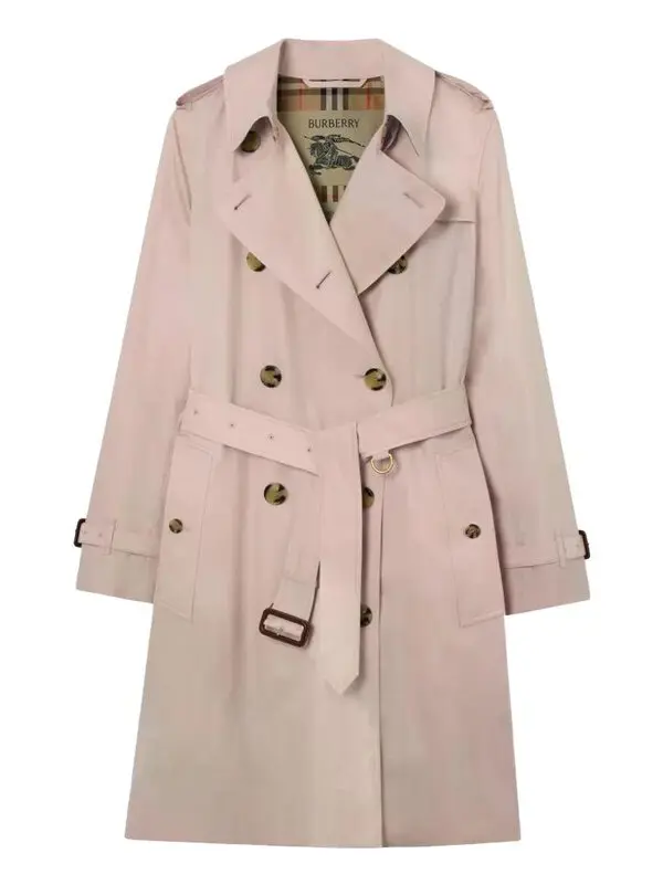 Burberry Mid-length Tropical Gabardine Kensington Trench Coat - Pink