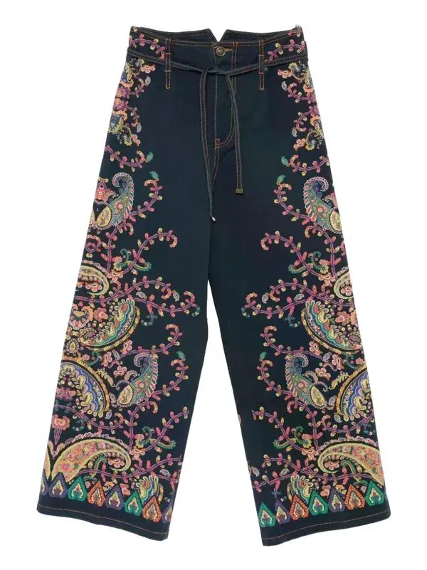 Etro Paisley-print Cropped Jeans - Blue