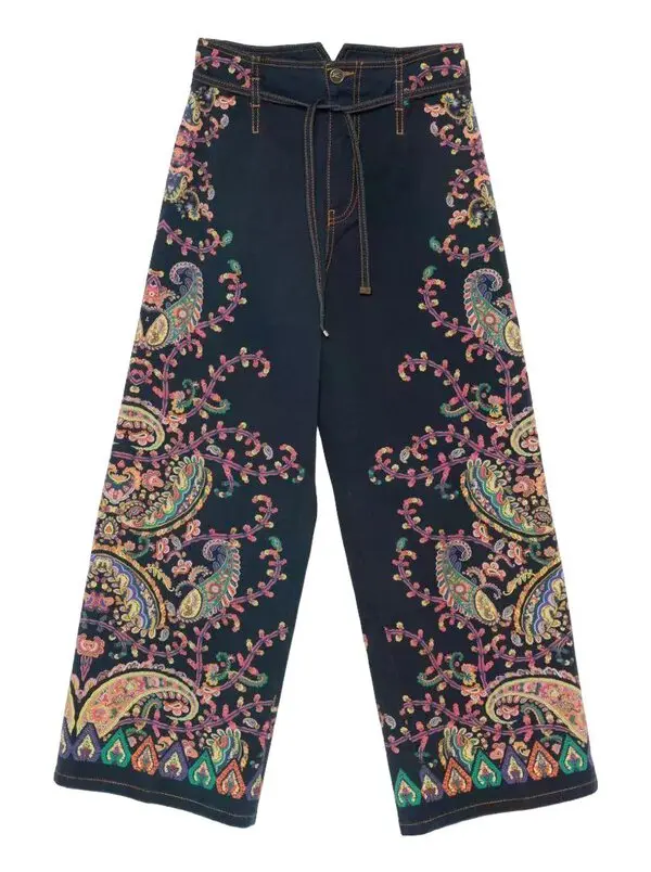 Etro Paisley-print Cropped Jeans - Blue