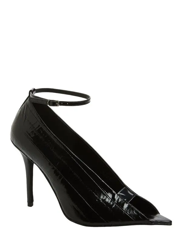 Jeffrey Campbell Pointed Peep Toe Sandal - Black Eel