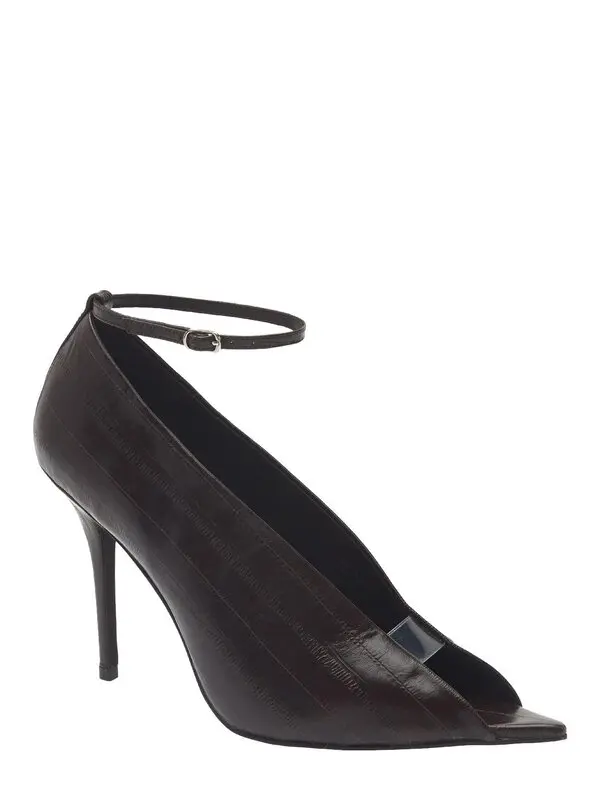 Jeffrey Campbell Pointed Peep Toe Sandal - Brown Eel